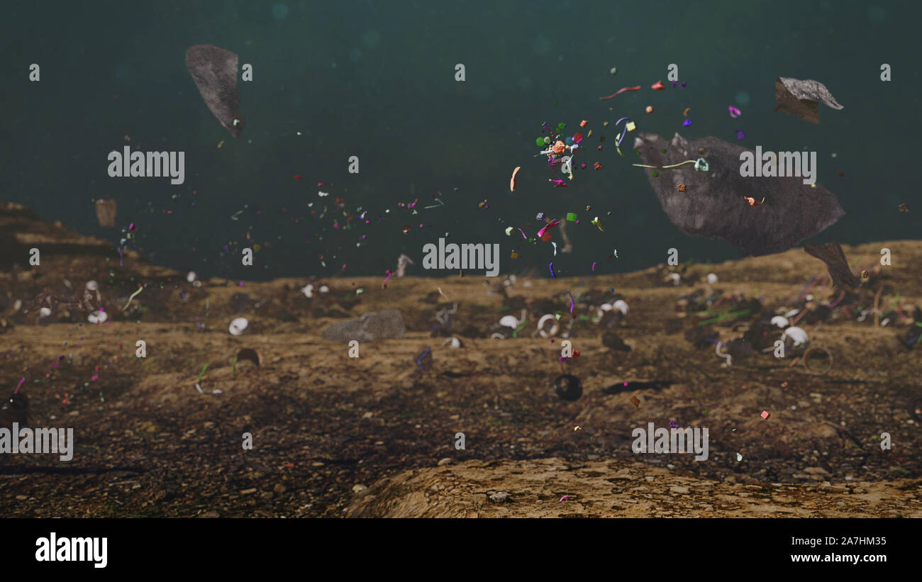 plastic pollution in ocean water, microplastics in the current Stock ...