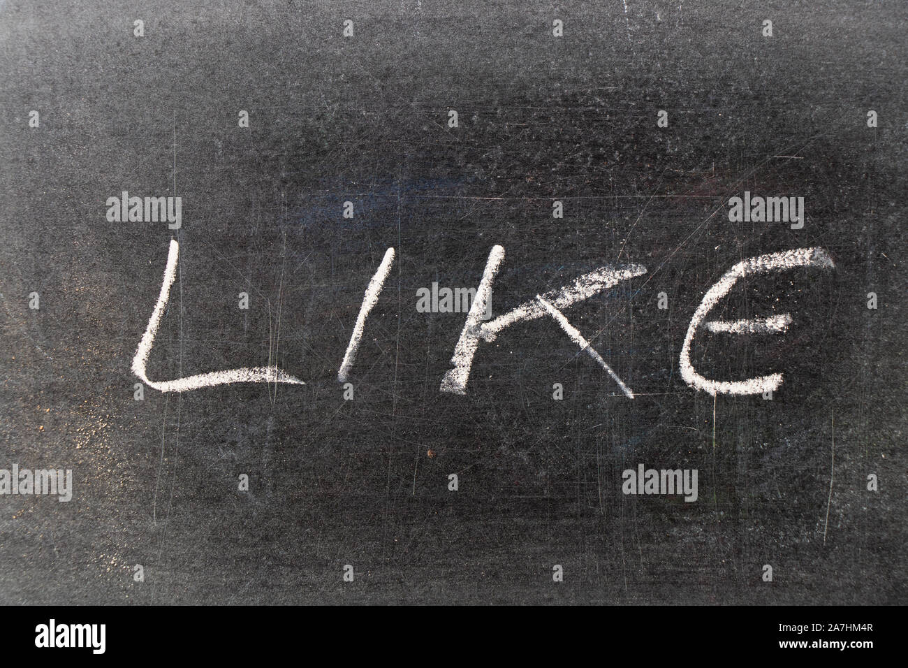 Hand writing by chalk in word like on black board background Stock ...