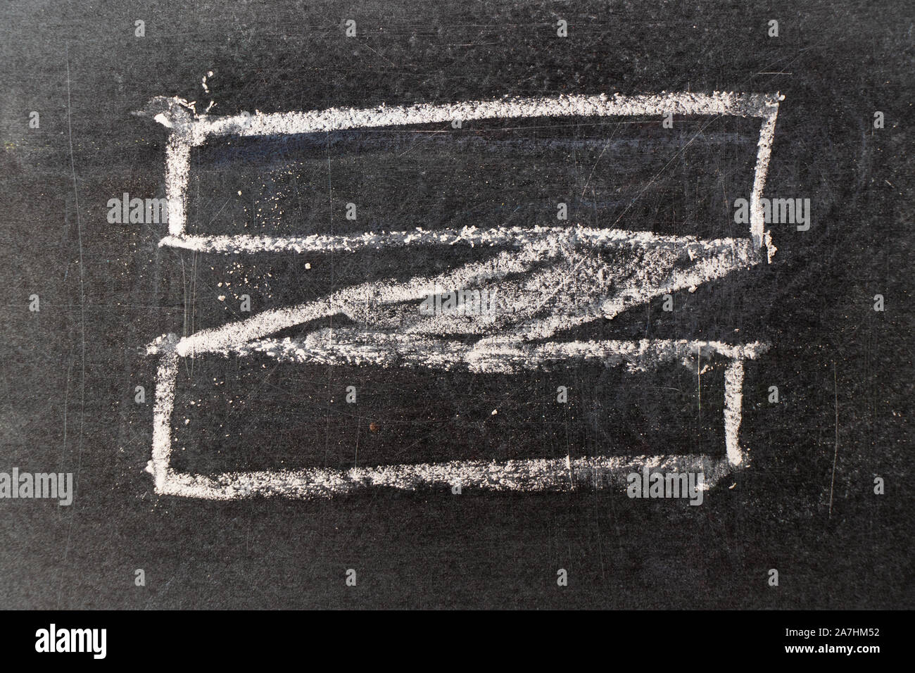 White color chalk hand drawing in blank square ribbon square banner ...