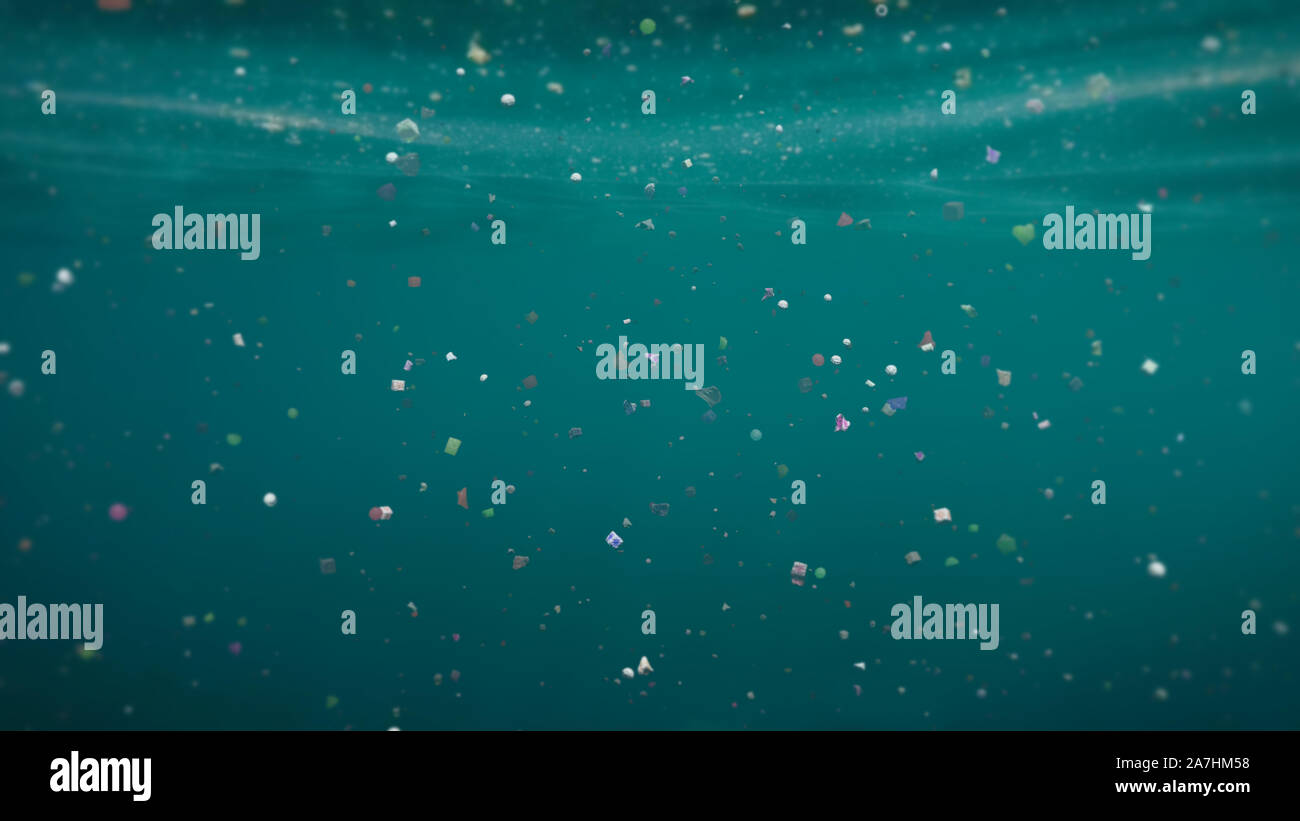 plastic pollution, micro nurdles and plastic particle in ocean water ...