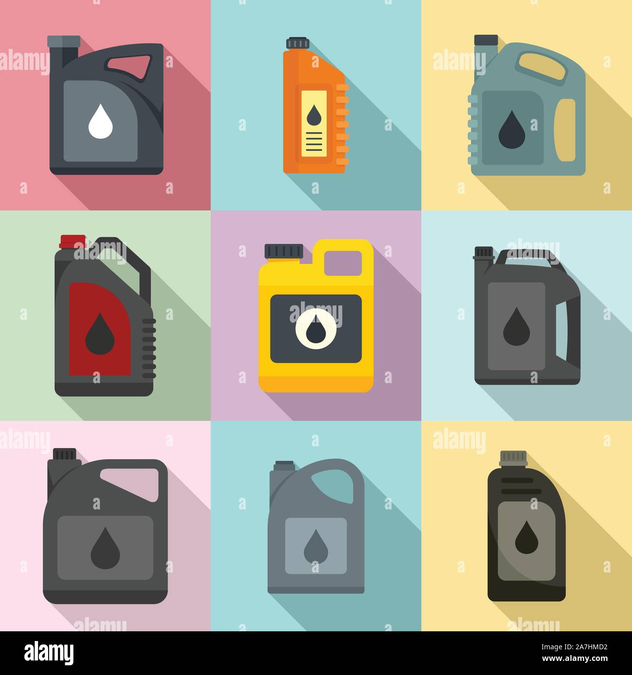 Motor oil icons set. Flat set of motor oil vector icons for web design ...