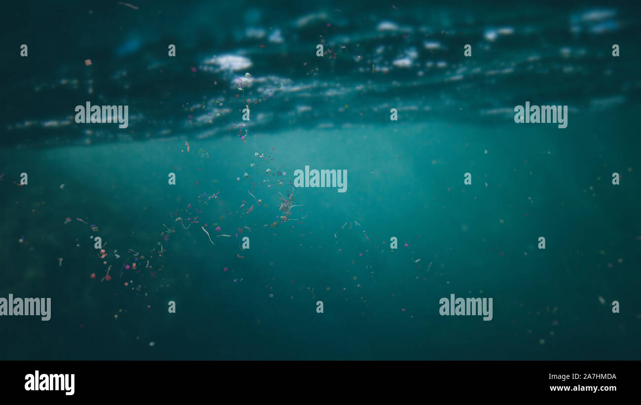 microplastics floating in the current, micro plastic pollution in ocean ...