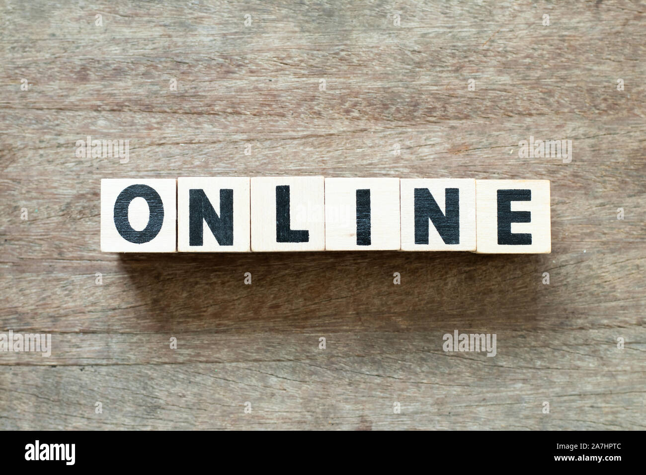 Letter block in word online on wood background Stock Photo - Alamy