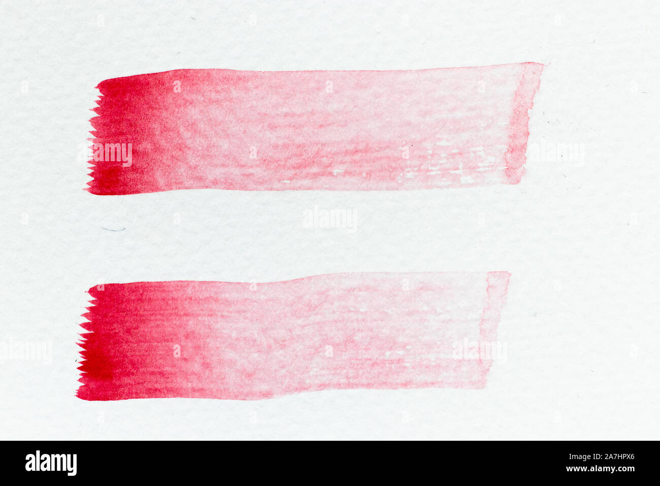 Red color watercolor handdrawing as line brush on white paper ...