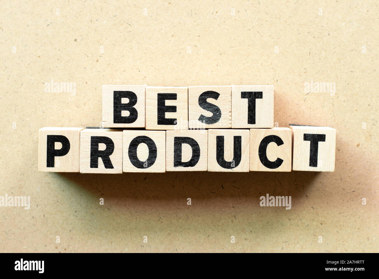 Letter block in word best product on wood background Stock Photo - Alamy