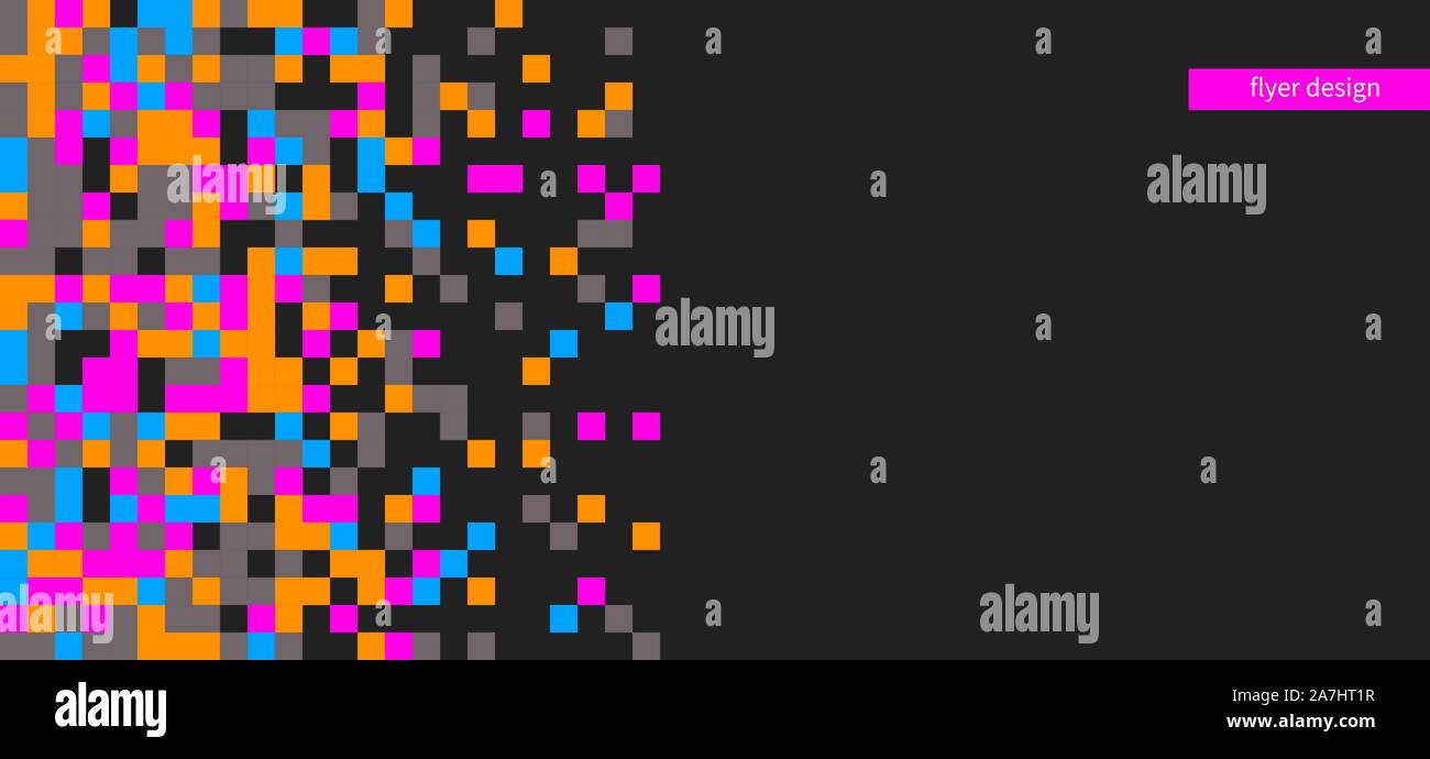 pixel background, color pixel pattern, horizontal web tech banner ...