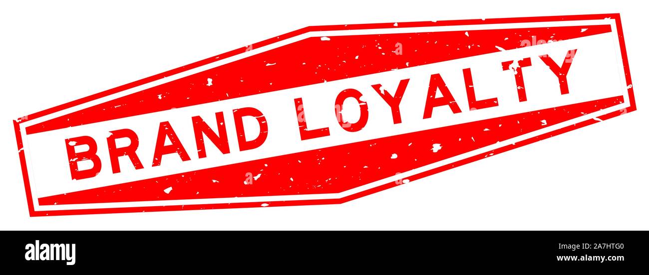 Grunge red brand loyalty word hexagon rubber seal stamp on white ...