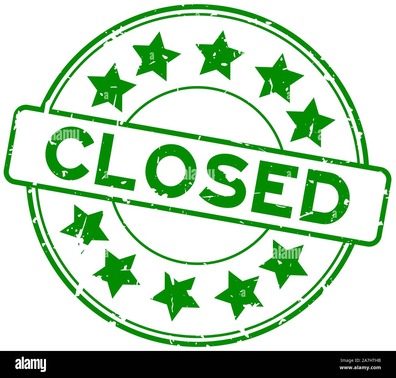 Grunge green closed word with star icon rubber seal stamp on white background Stock Vector Image ...