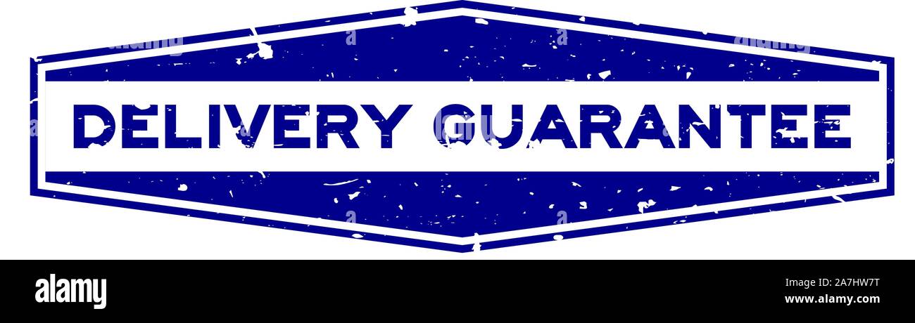 Grunge blue delivery guarantee word hexagon rubber seal stamp on white background Stock Vector ...