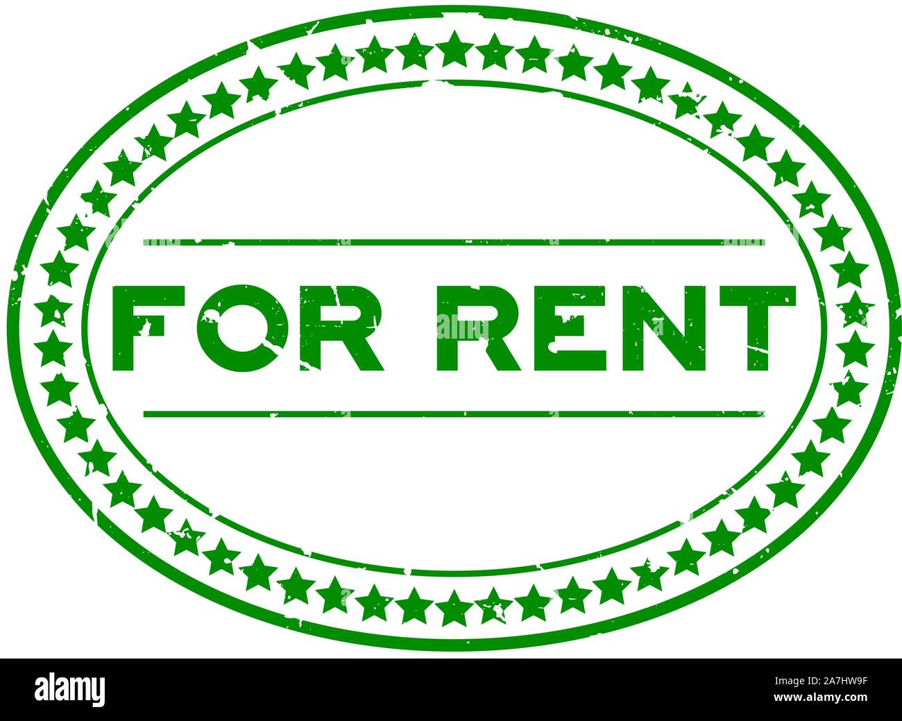 Grunge green for rent word oval rubber seal stamp on white background ...
