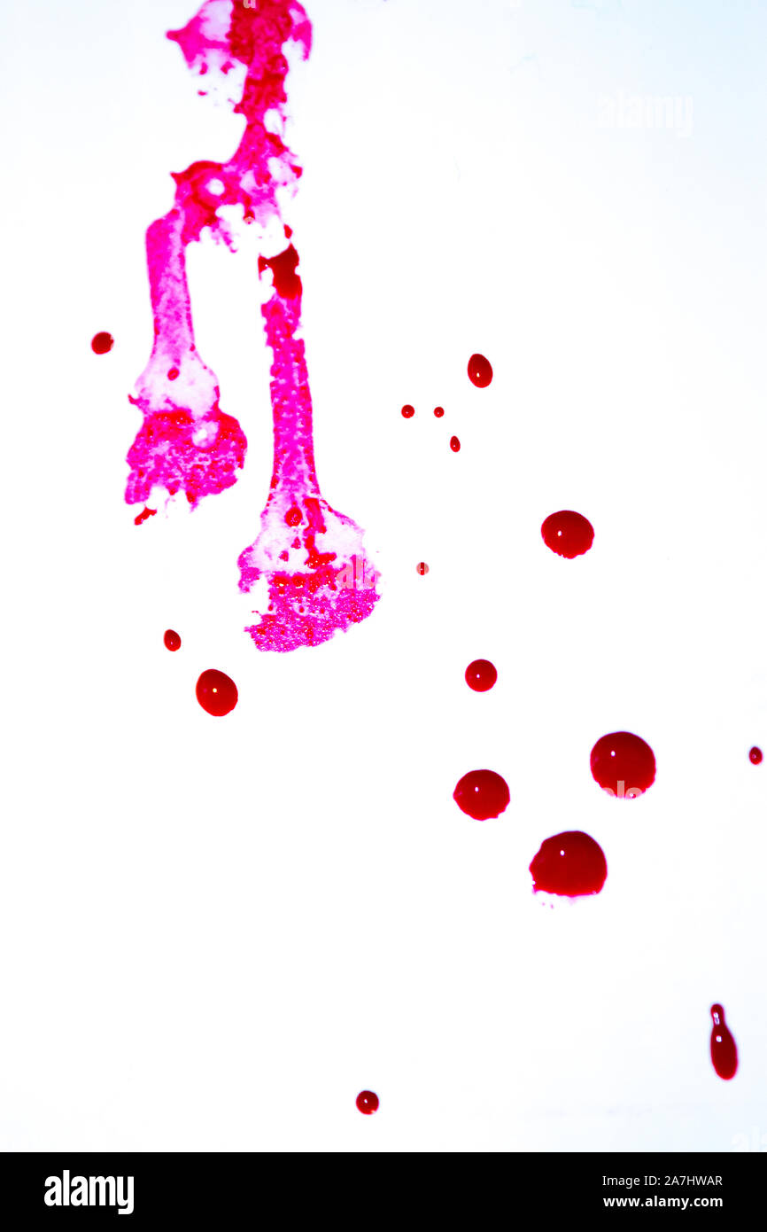 Blood drops on white background. Not isolated Stock Photo - Alamy