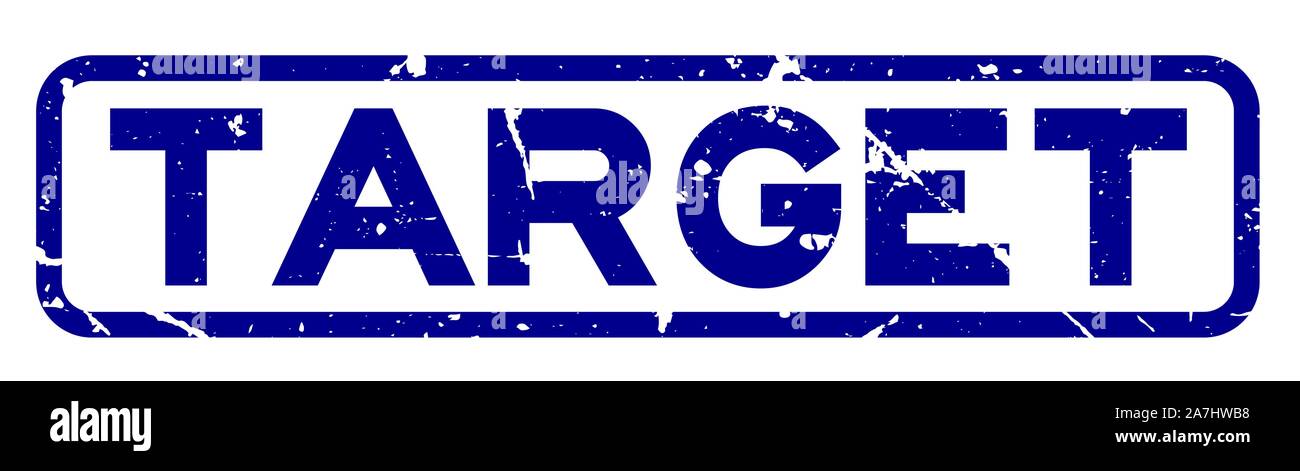Grunge blue target word square rubber seal stamp on white background ...