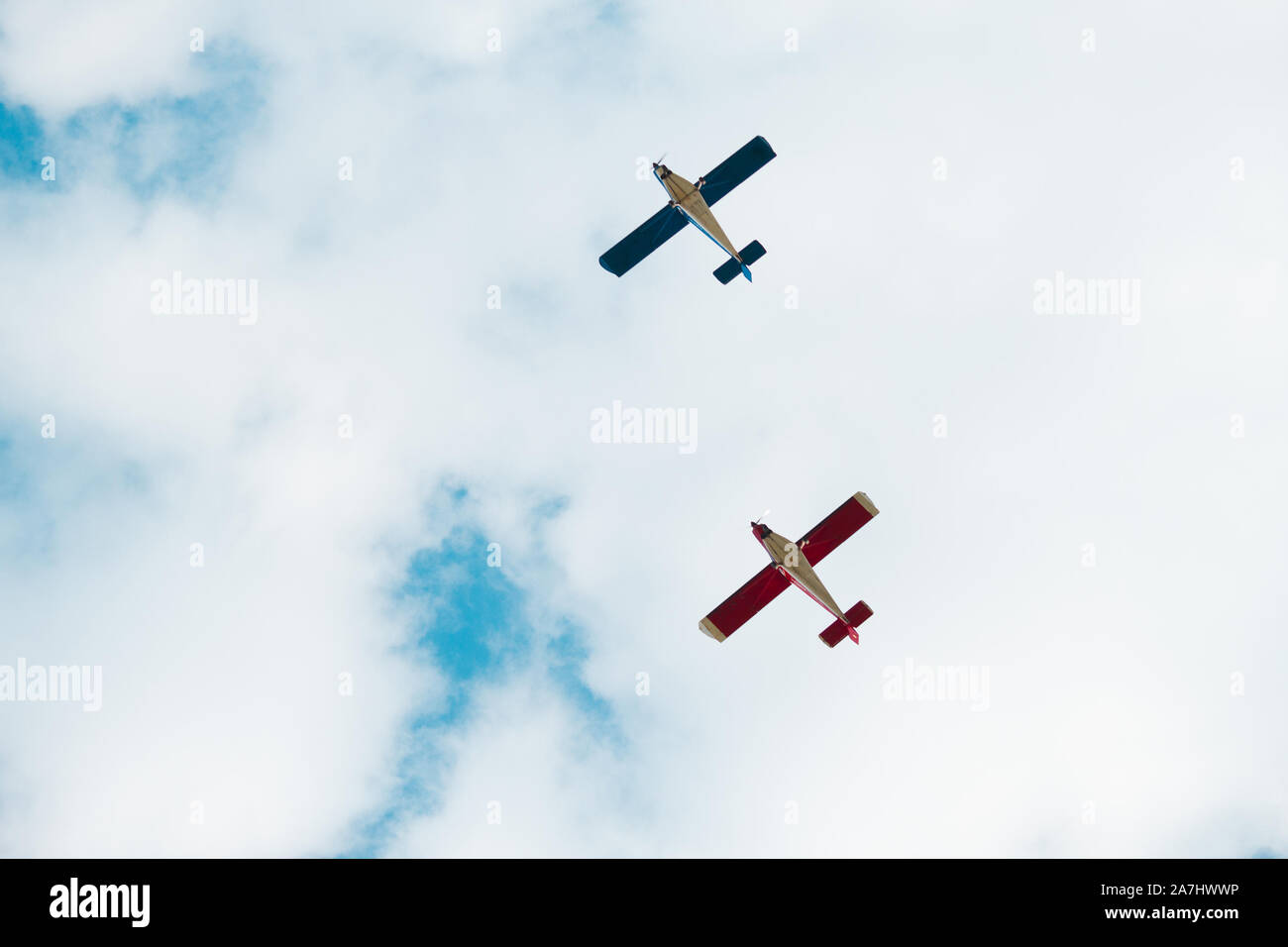 Avia show. Airplanes in the sky. Copy space Stock Photo - Alamy