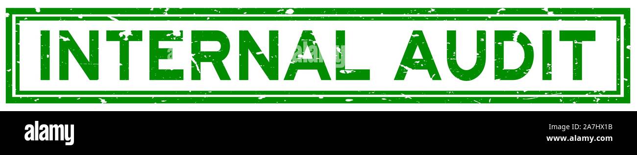 Grunge green internal audit word square rubber seal stamp on white ...