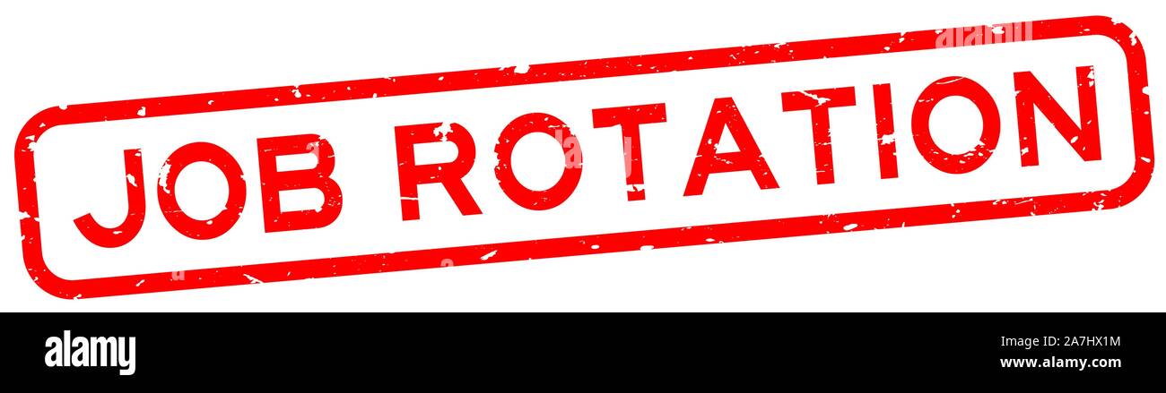 Grunge red job rotation word square rubber seal stamp on white ...