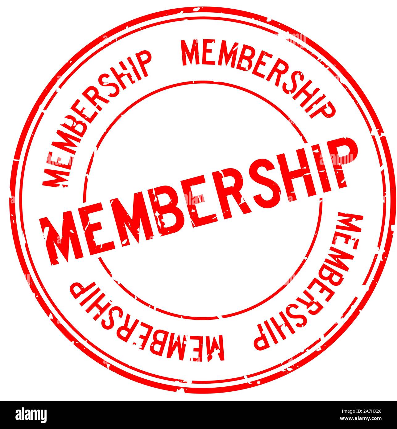 Grunge red membership word round rubber seal stamp on white background ...