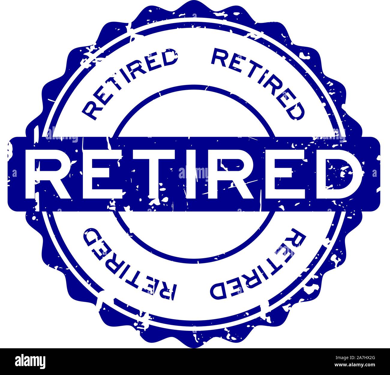 Grunge blue retired word round rubber seal stamp on white background Stock Vector Image & Art ...