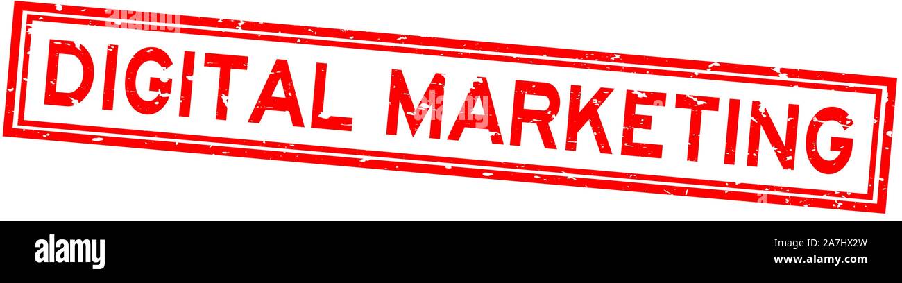Grunge red digital marketing word rubber seal stamp on white background ...