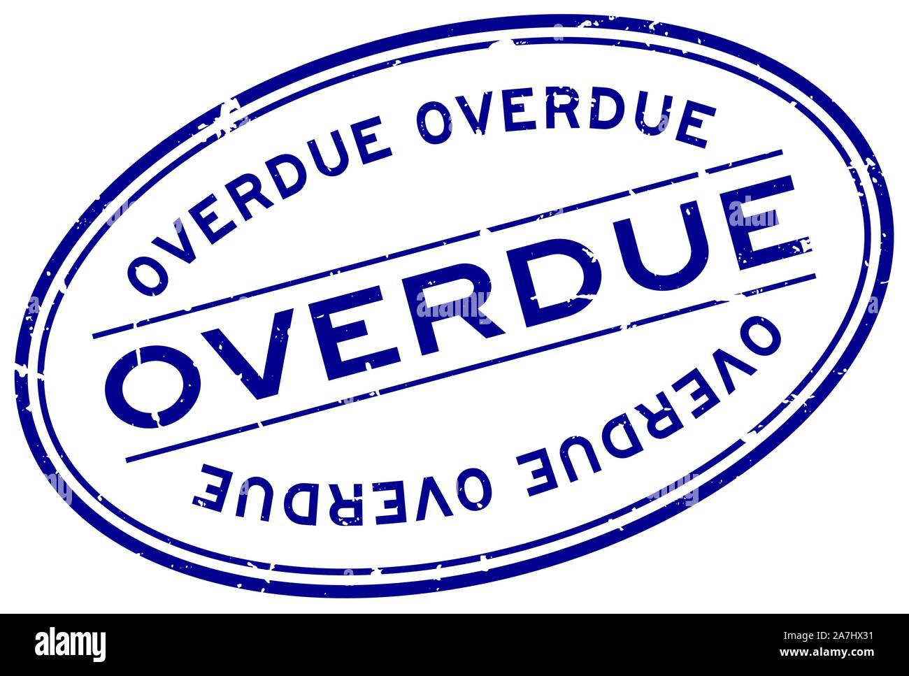 Grunge blue overdue word oval rubber seal stamp on white background Stock Vector Image & Art - Alamy