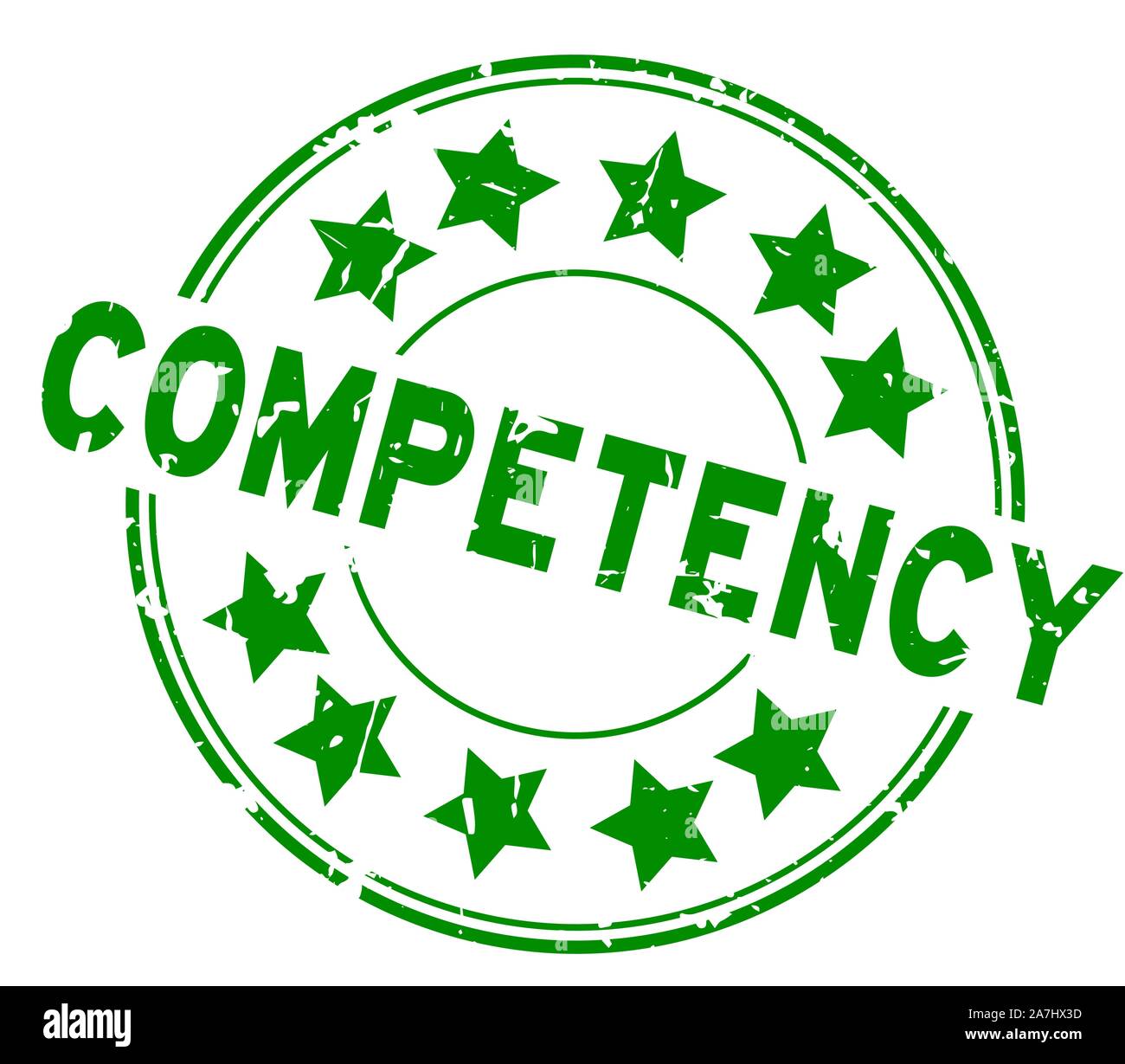 Grunge green competency word round rubber seal stamp on white background Stock Vector Image ...