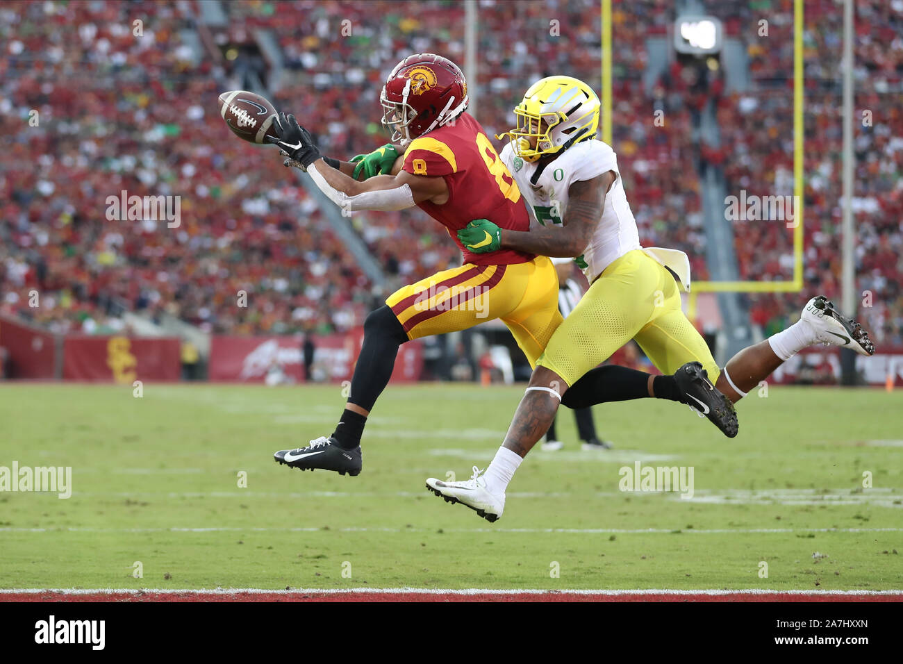 November 2, 2019: USC Trojans wide receiver Amon-Ra St. Brown (8) canÕt ...
