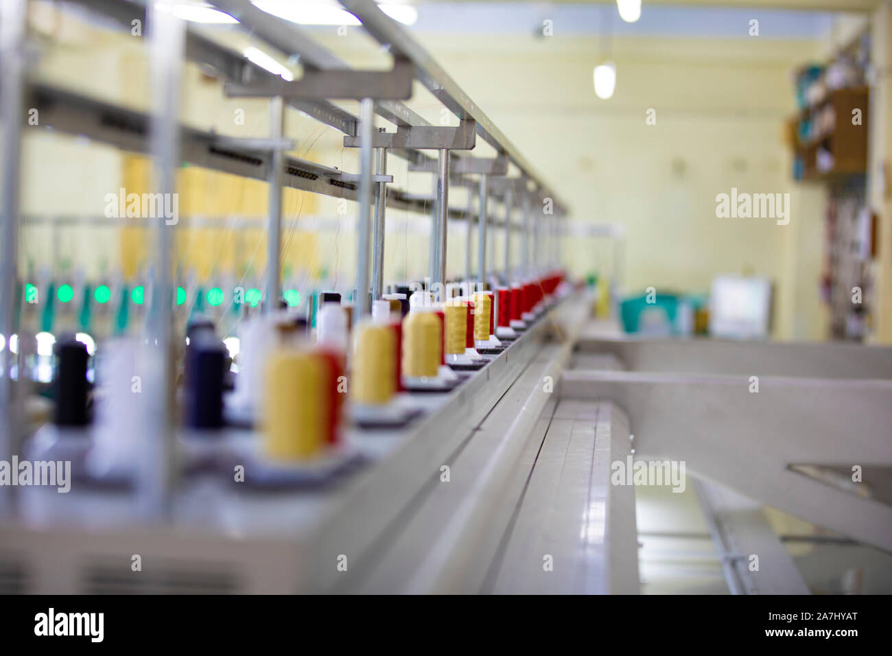 Cloth embroidery machine thread roll closeup Stock Photo - Alamy