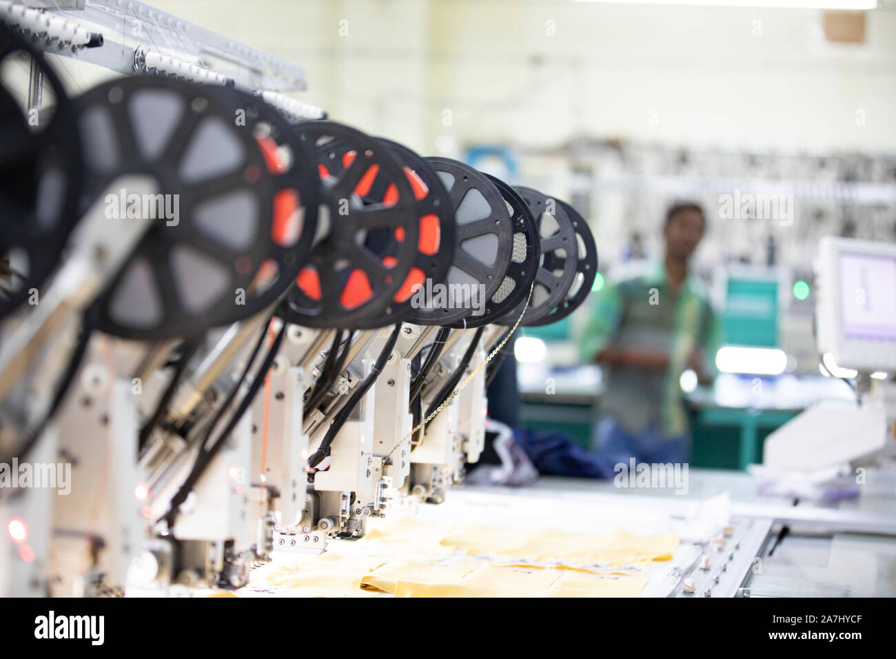 Cloth embroidery machine closeup Stock Photo - Alamy