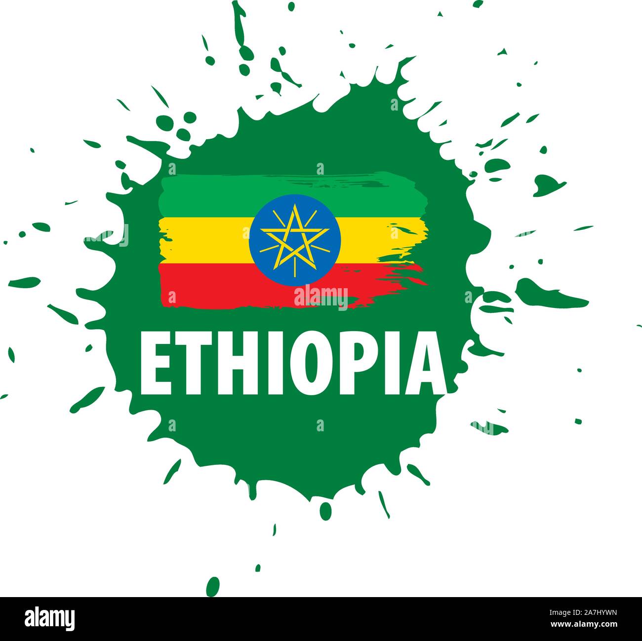 Ethiopia flag, vector illustration on a white background Stock Vector ...