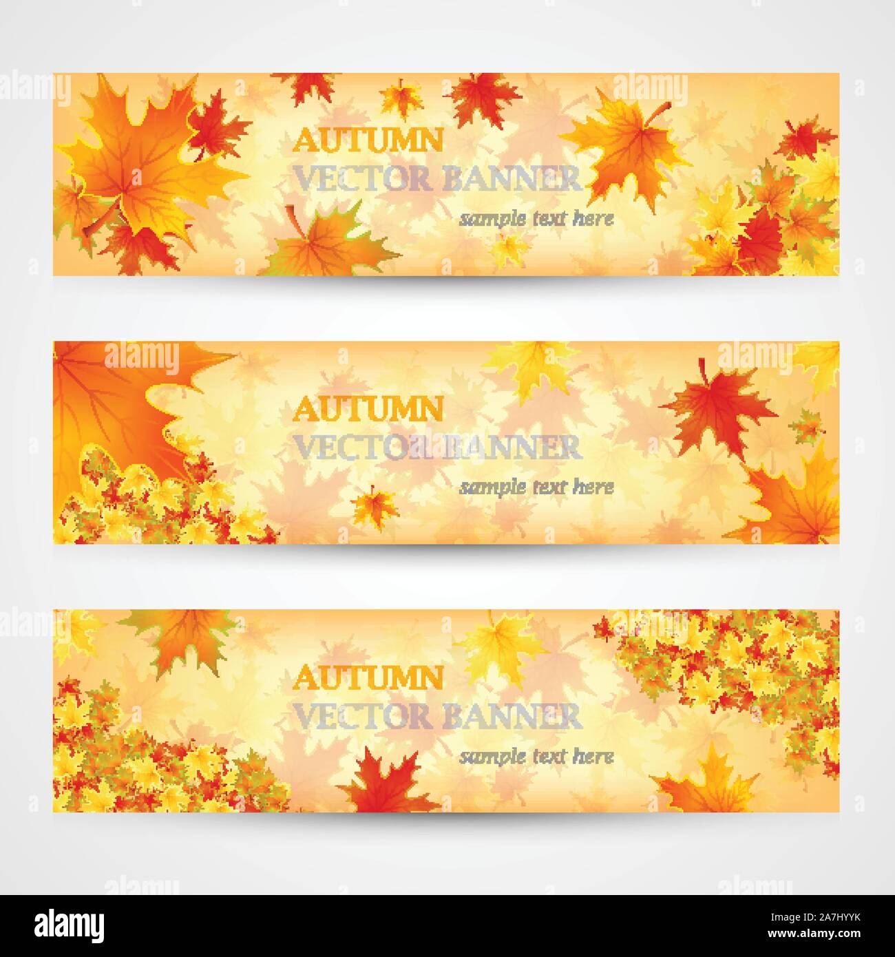 Three autumn banners with colorful leaves. Vector Stock Vector Image ...
