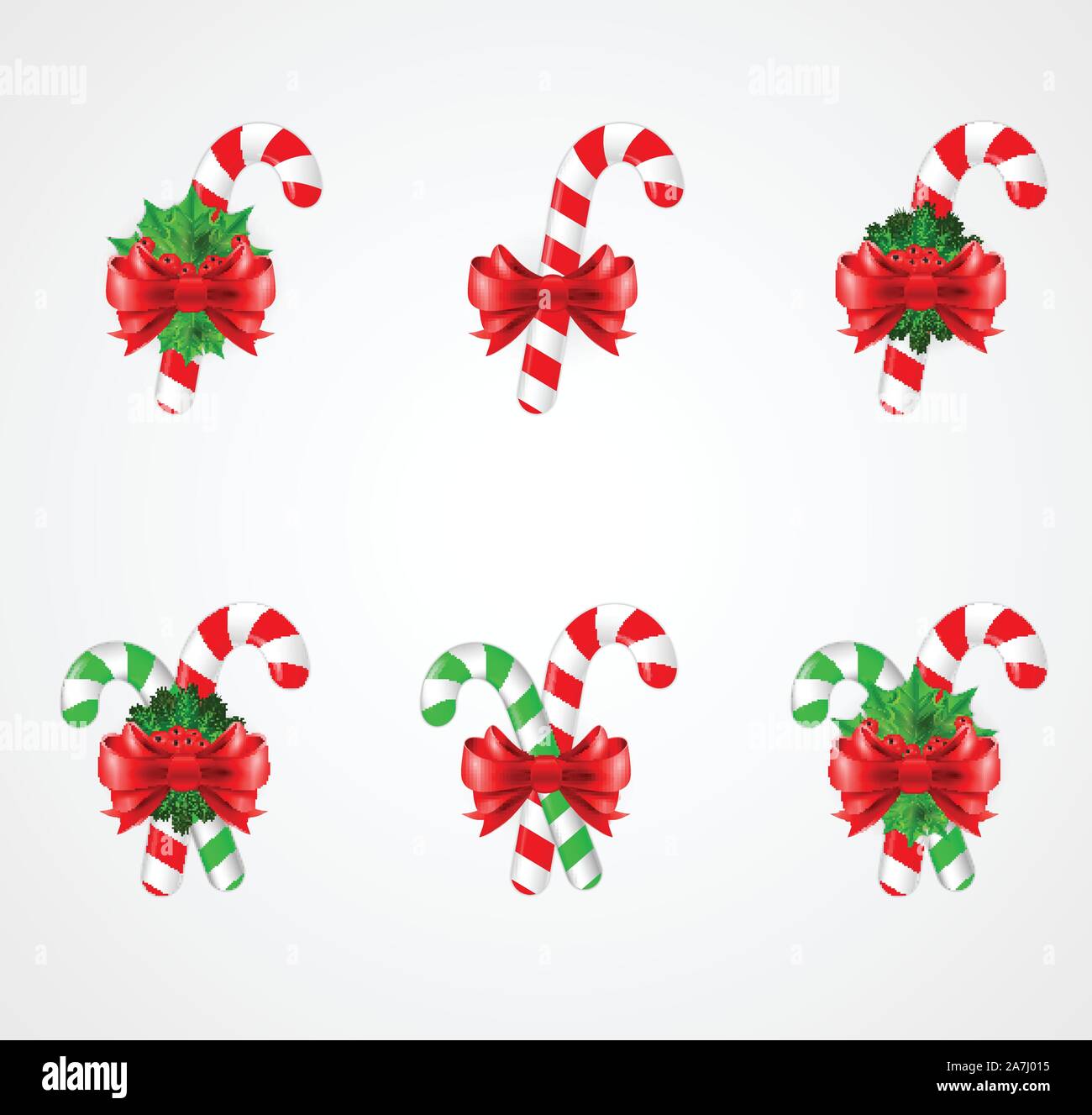 Set of traditional Christmas candy cane decoration. Vector illustration ...