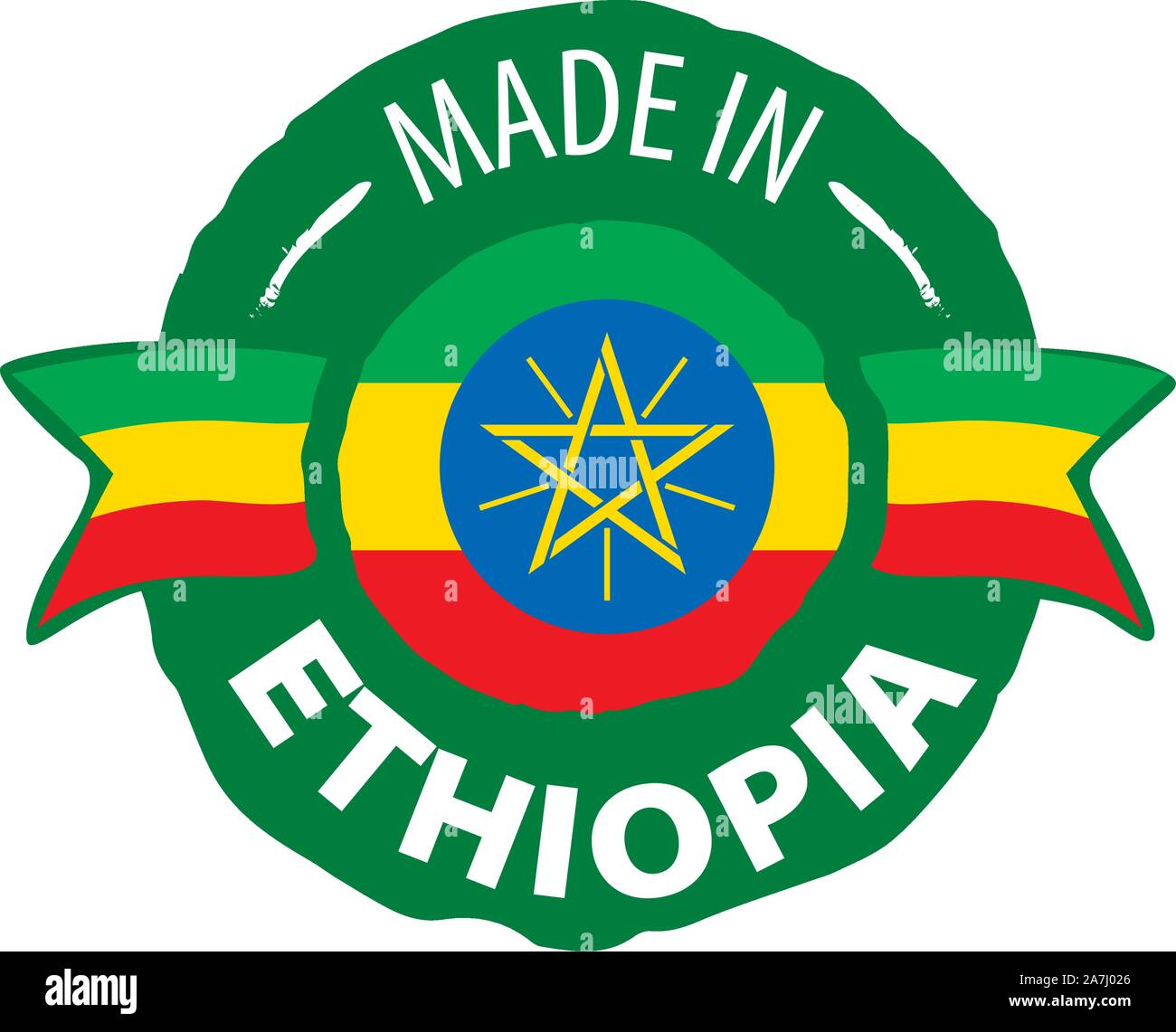 Ethiopia flag, vector illustration on a white background Stock Vector ...
