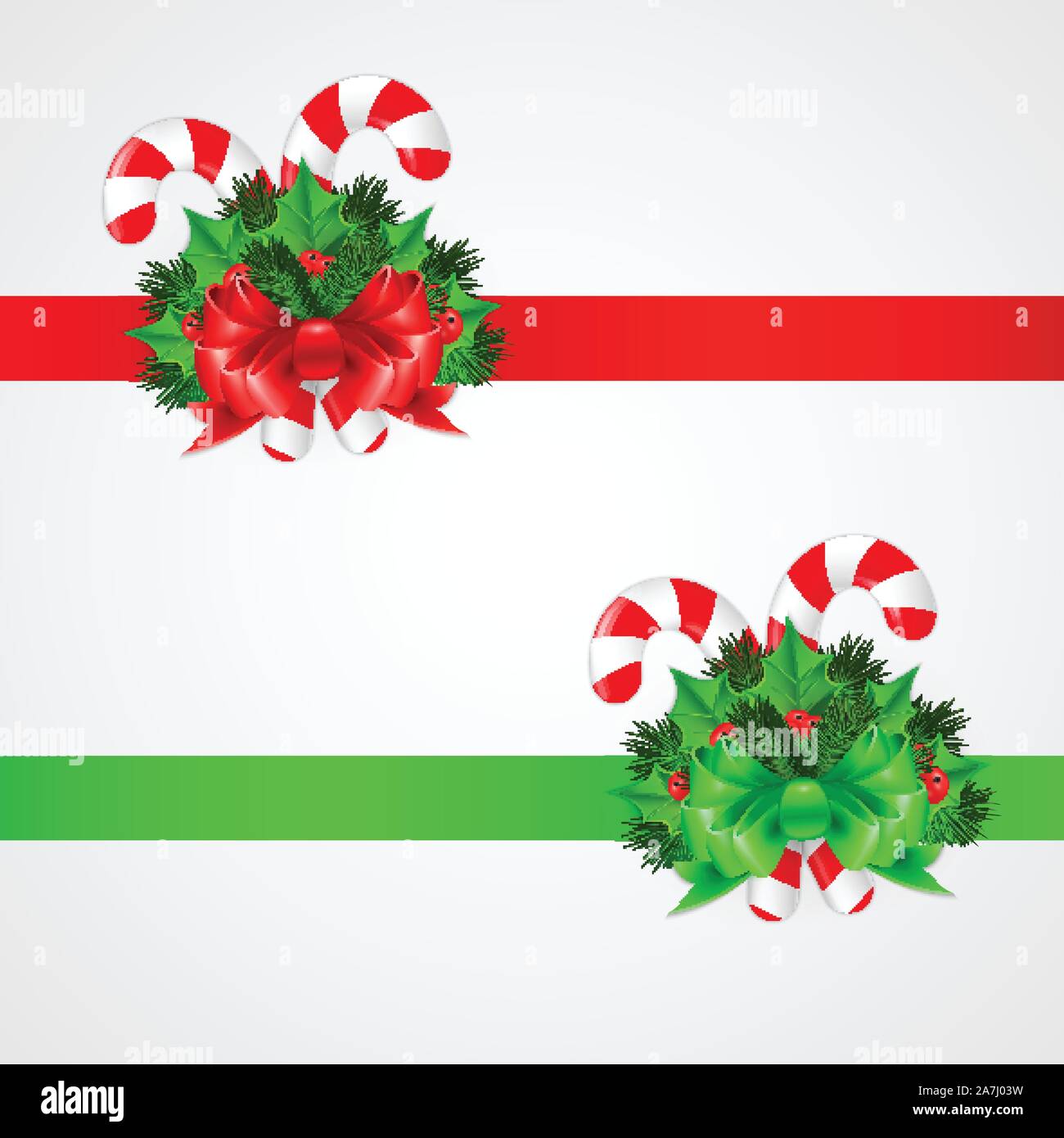 Traditional christmas candy cane with decor. Vector illustration Stock ...