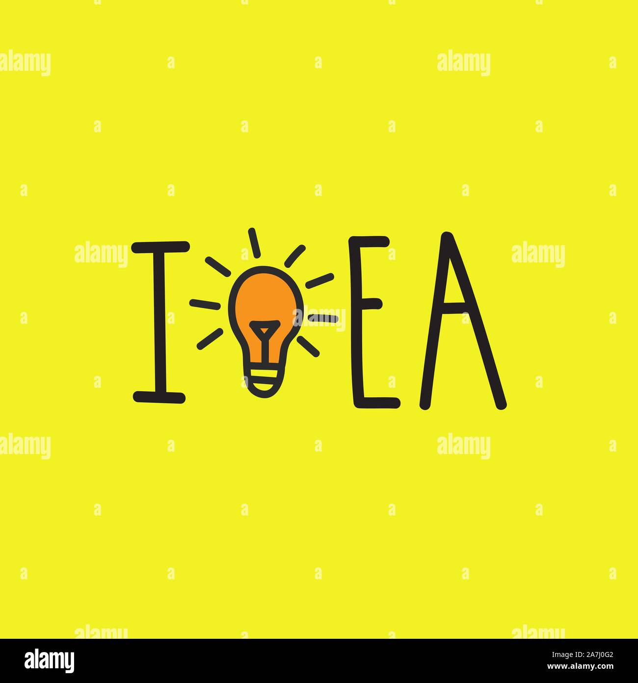 Idea concept, lettering idea with lamp, creative vector mind sign Stock ...
