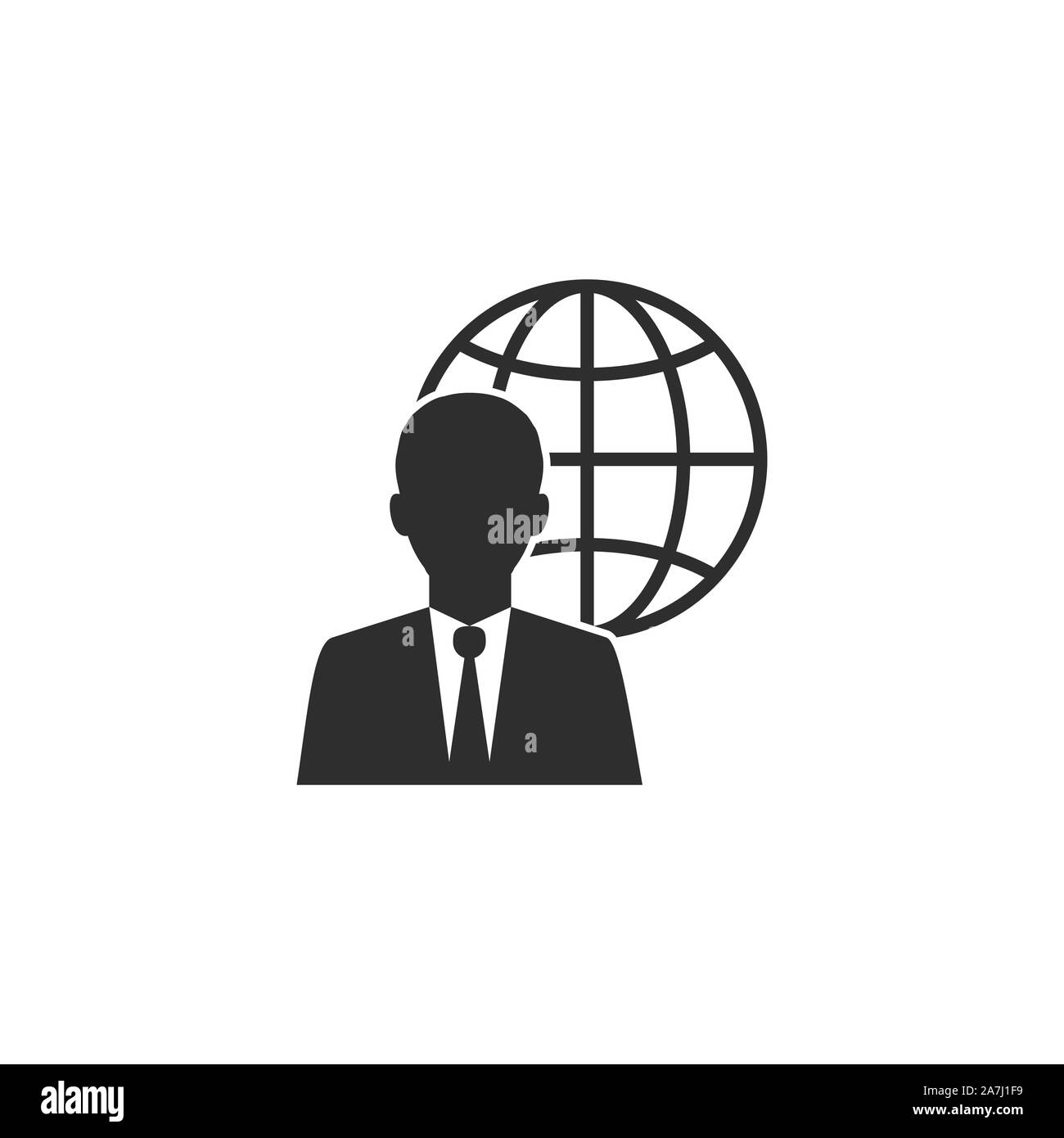 Global user, businessman icon. Vector illustration, flat design Stock ...