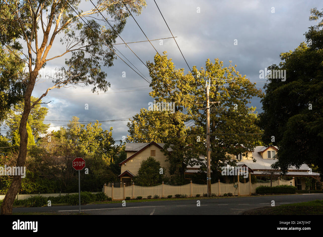 Stop sign & vintage house on suburban Melbourne street Stock Photo - Alamy