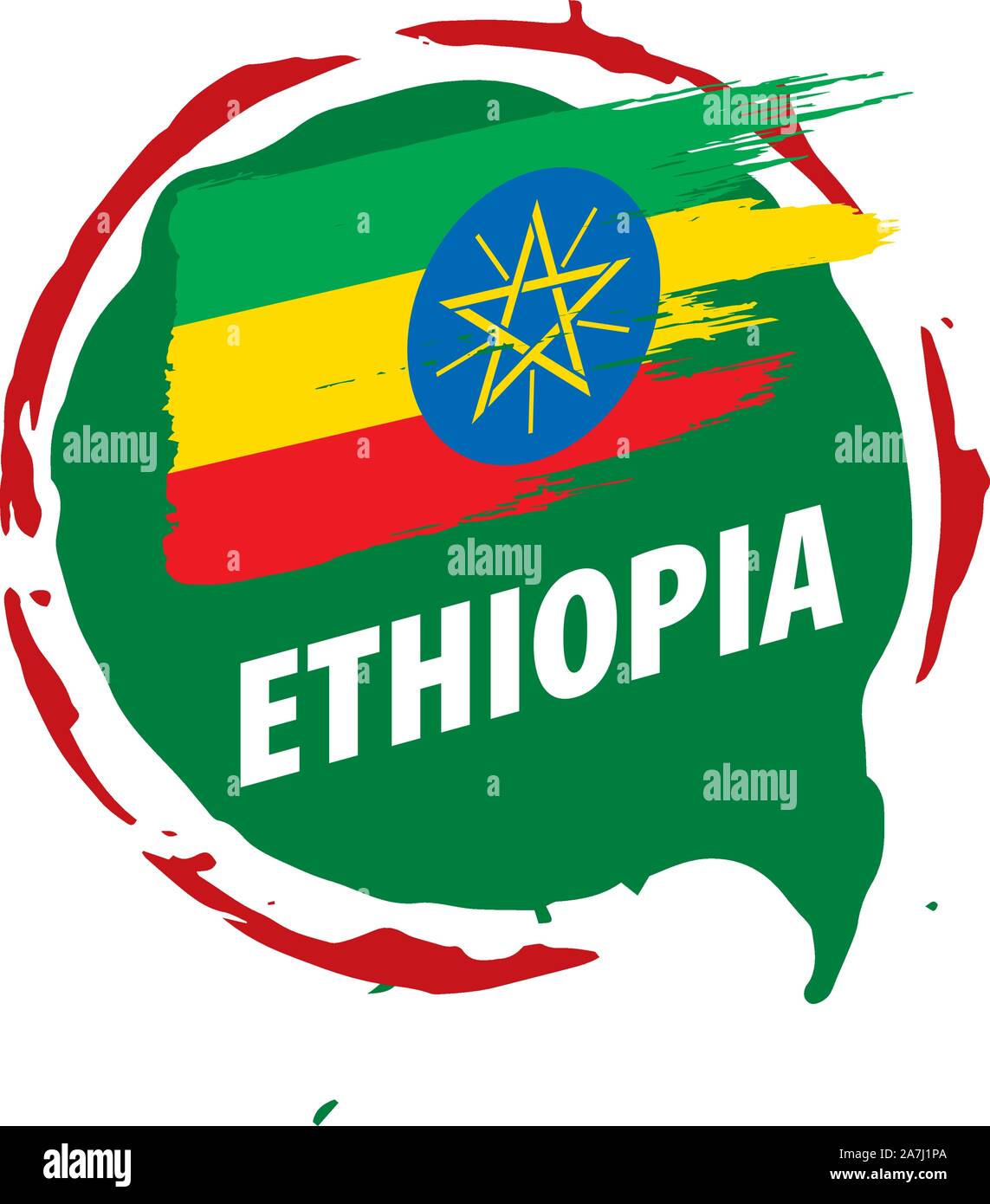 Ethiopia flag, vector illustration on a white background Stock Vector ...