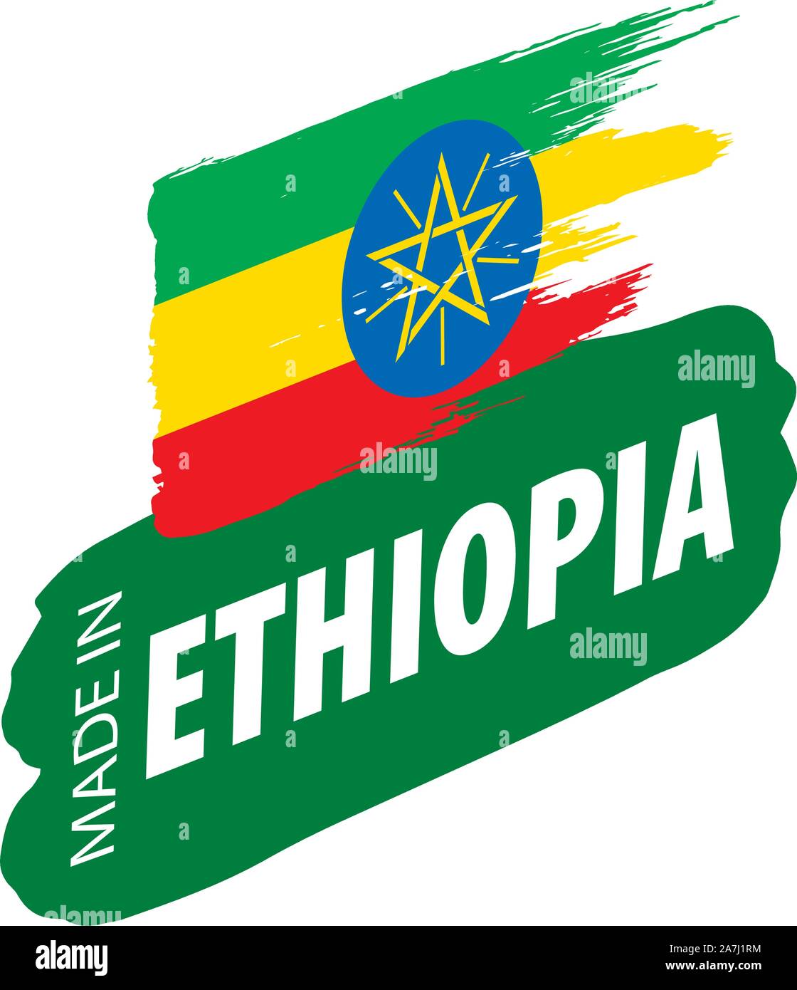 Ethiopia flag, vector illustration on a white background Stock Vector ...