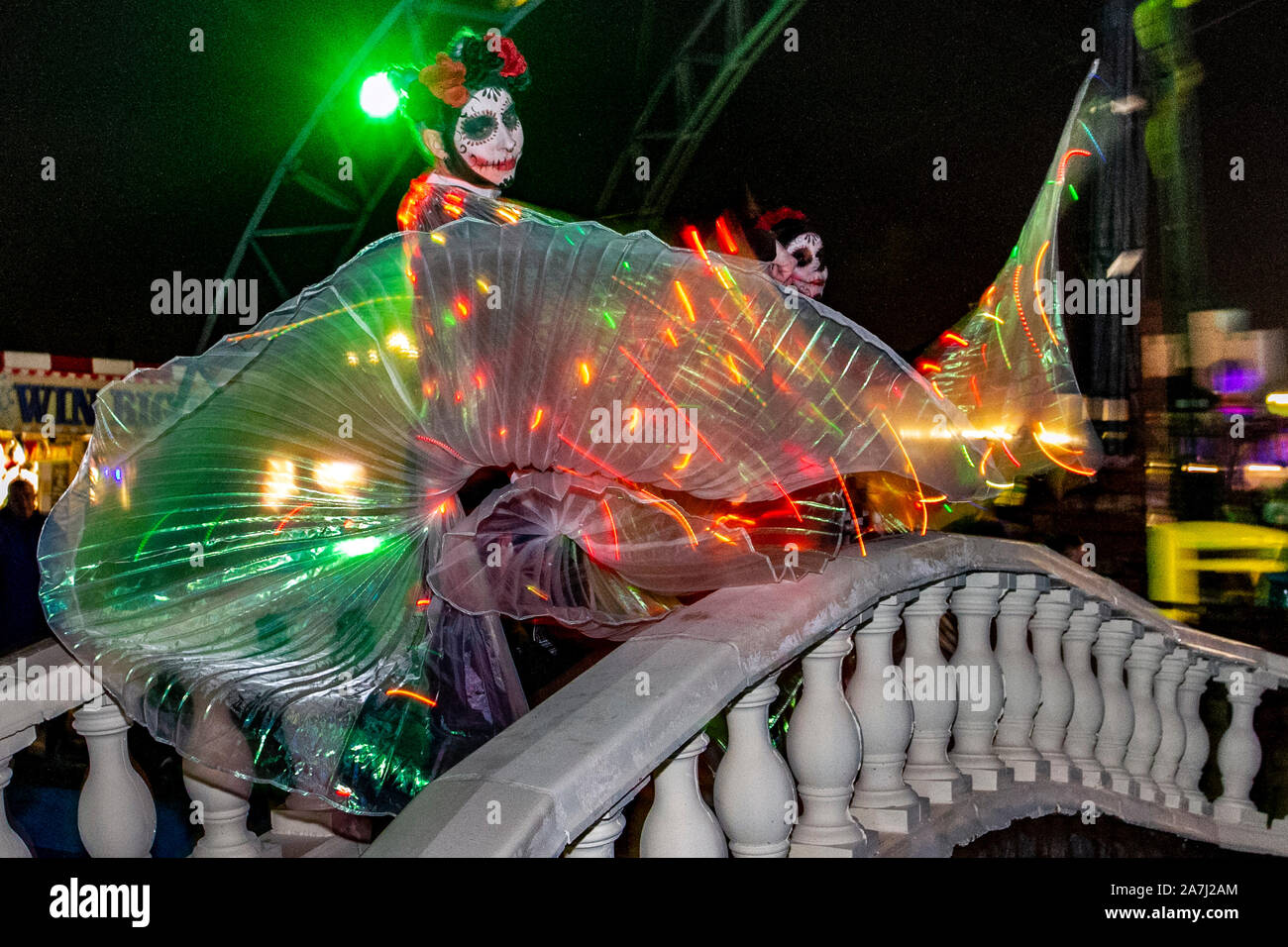 Wings over water LED wispy display elegant skeletal figure at the Day ...