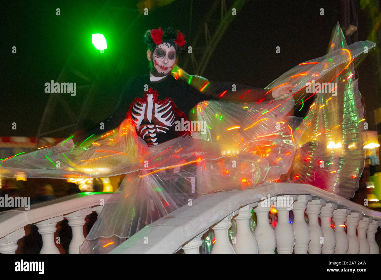 Wings over water LED wispy display elegant skeletal figure at the Day ...
