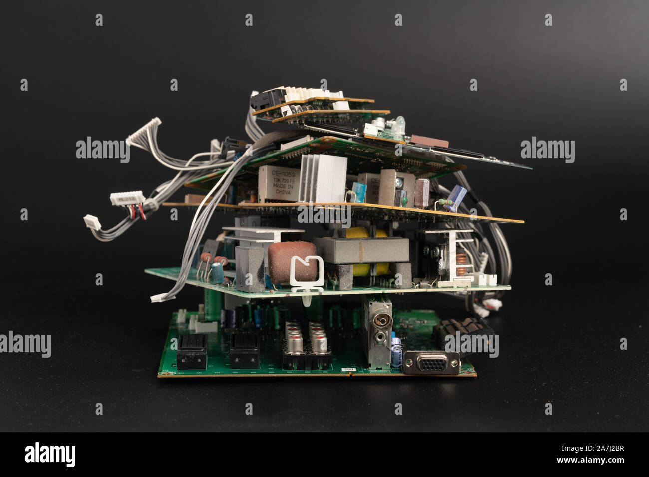 electronic PCB garbage as background from recycle industry and old ...