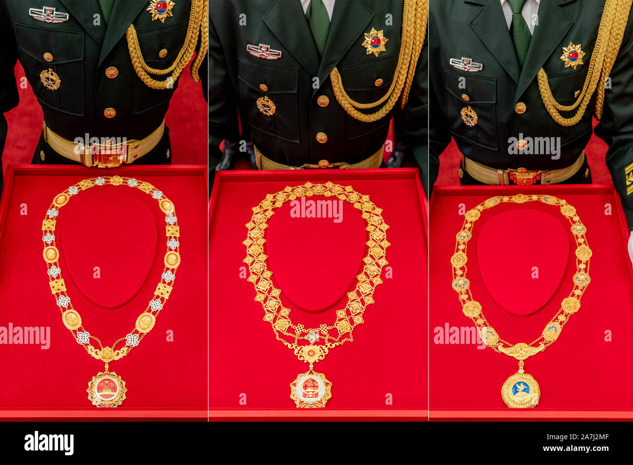 Soldiers present medals at the presentation ceremony of the national ...