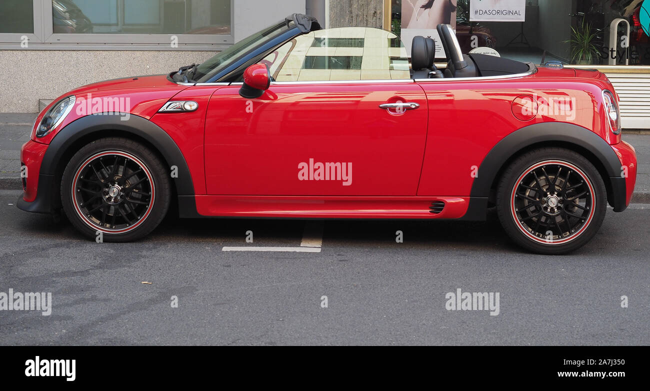 KOELN, GERMANY - CIRCA AUGUST 2019: red Mini cooper convertible car ...