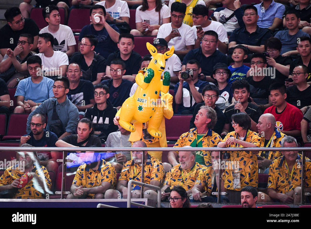 Australian fans cheer for Australia at the Spain vs Australia semifinal ...