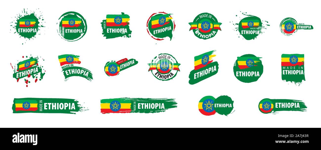 Vector set of flags of Ethiopia on a white background Stock Vector ...