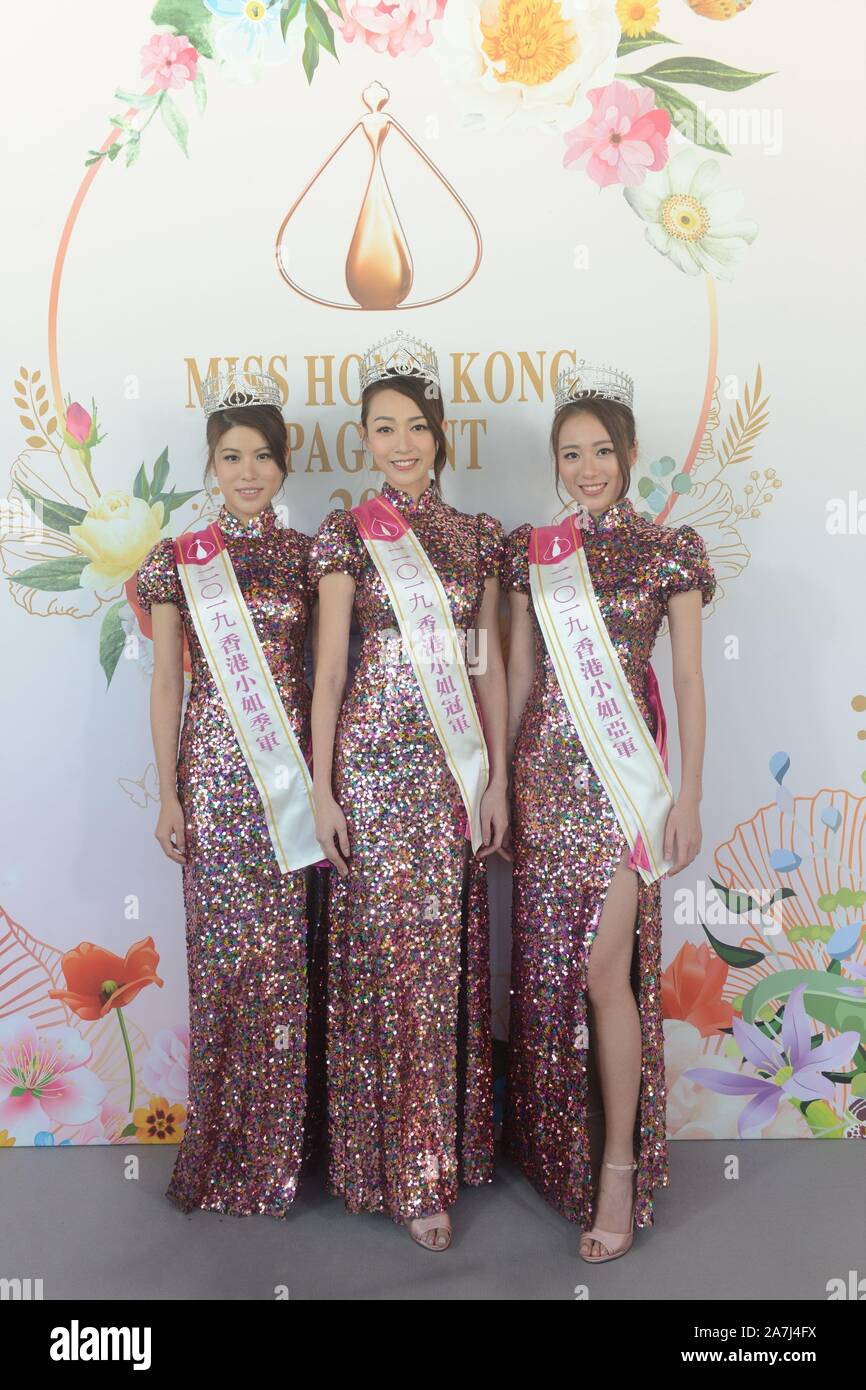 (From left) Second runner-up Kelly Gu, winner Carmaney Wong and first ...