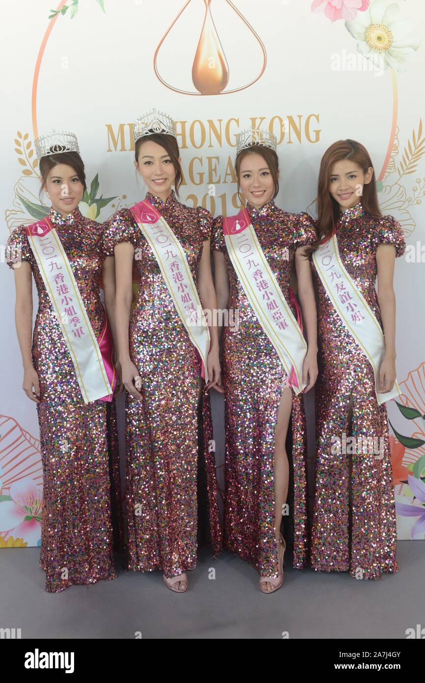 (From left) Second runner-up Kelly Gu, winner Carmaney Wong, first ...