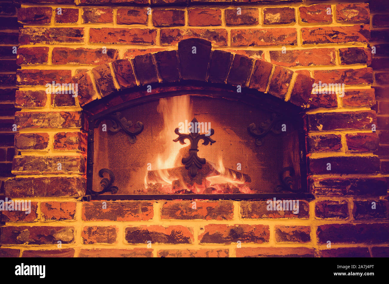 Old brick fireplace hi-res stock photography and images - Alamy