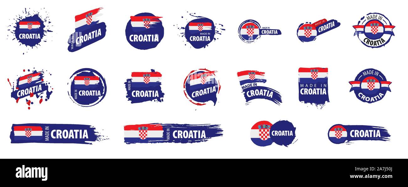 Vector set of flags of Croatia on a white background Stock Vector Image ...