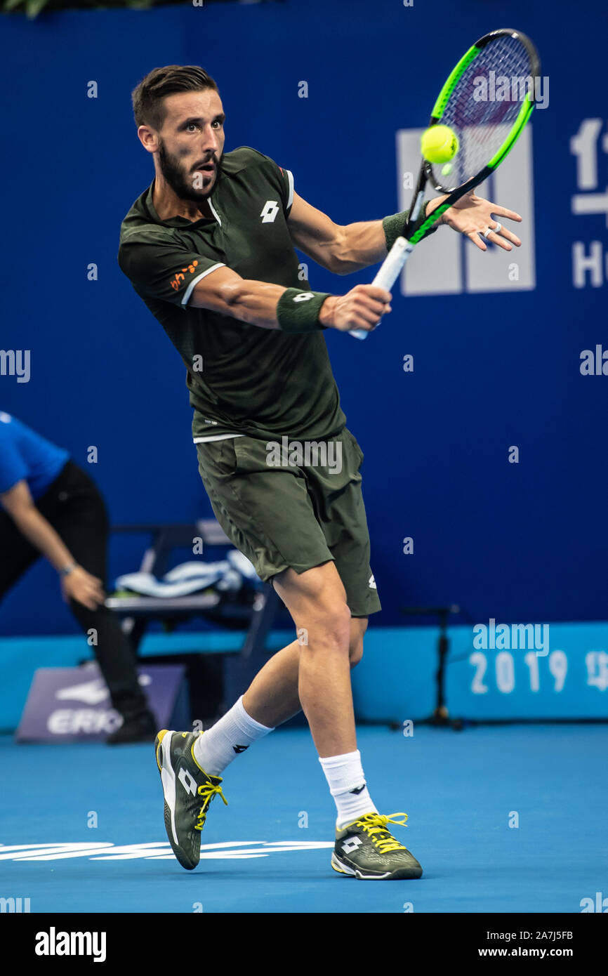 Bosnian professional tennis player Damir Dzumhur competes against ...