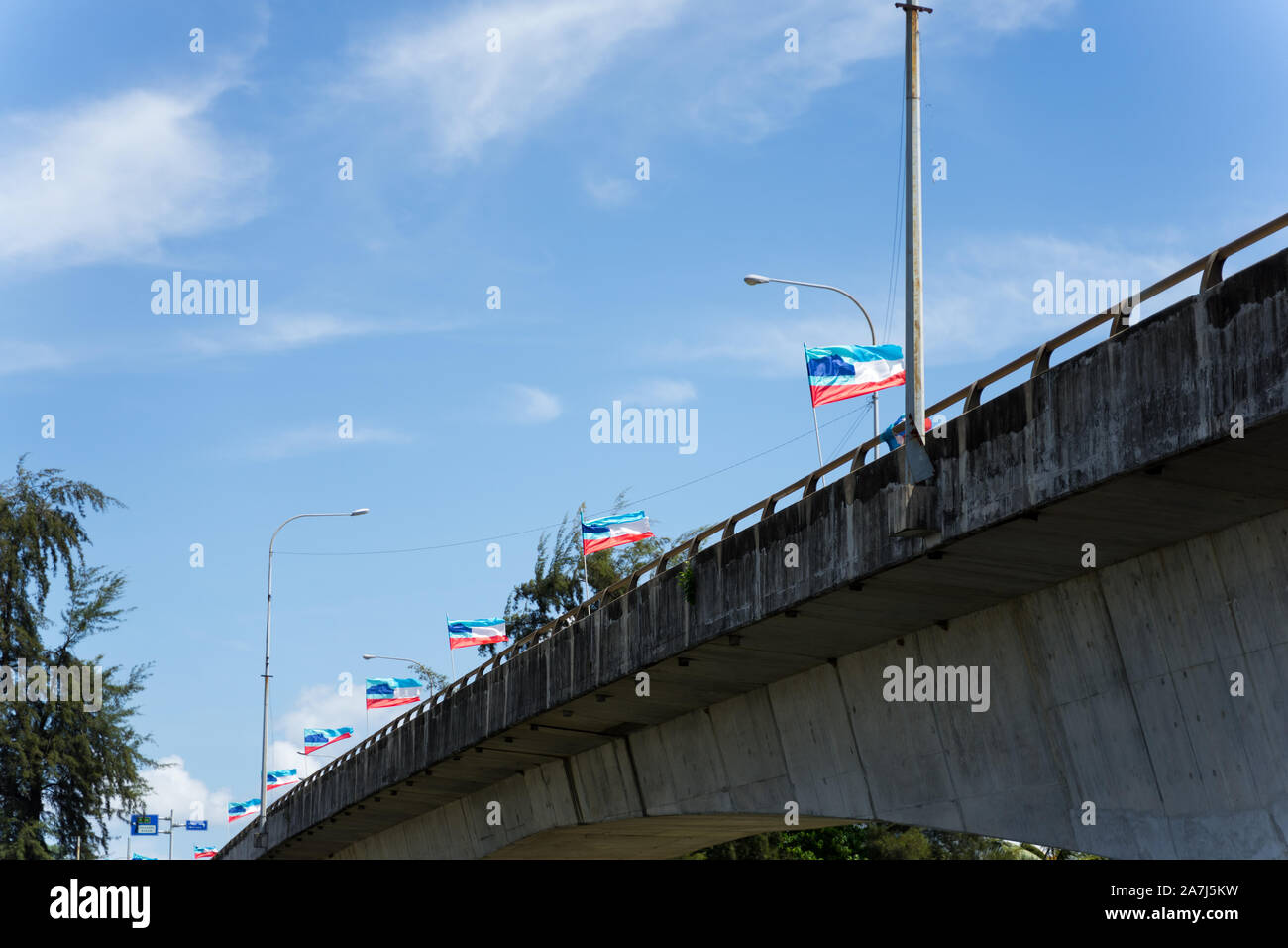 the flag of Sabah Malaysia on a bridge waving by the wind Stock Photo ...